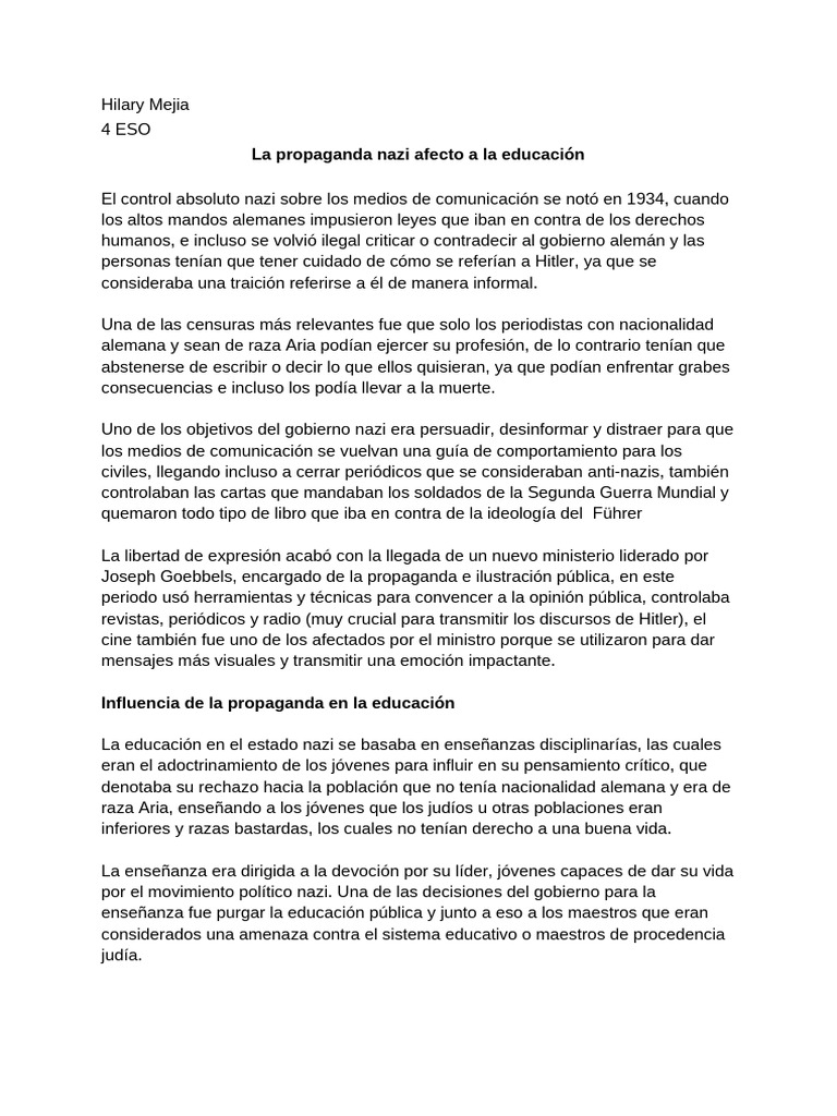 Propaganda Nazi en la Educación | PDF | nazismo | Alemania nazi
