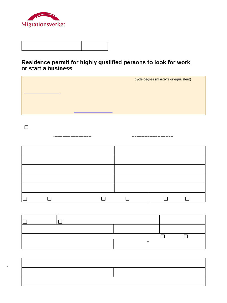Sweden Job Seeker Visa Application Form | PDF | Passport | Travel Visa