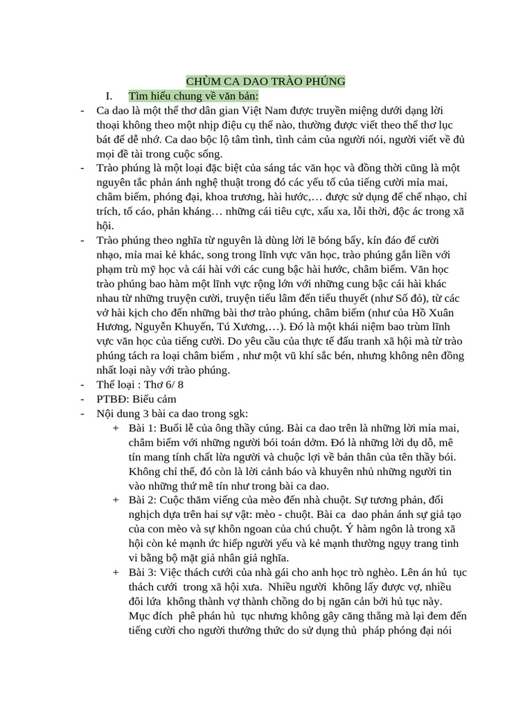 Chùm Ca Dao Trào Phúng | PDF