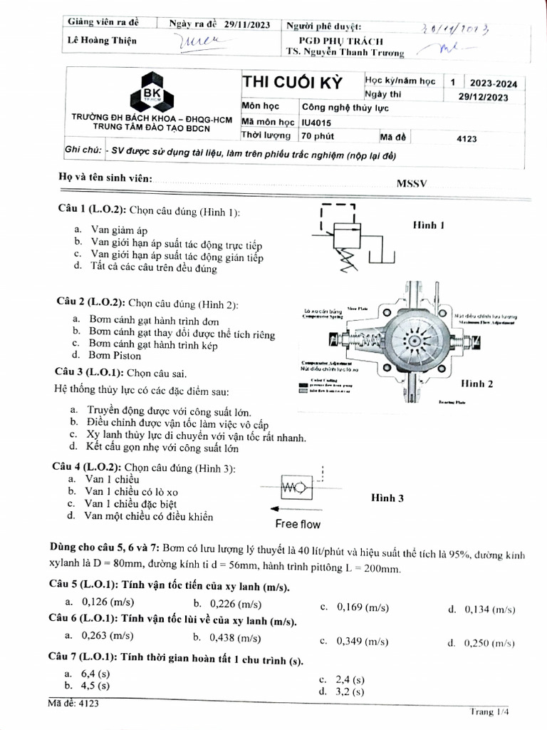 De thi va dap an 4123 (2) | PDF