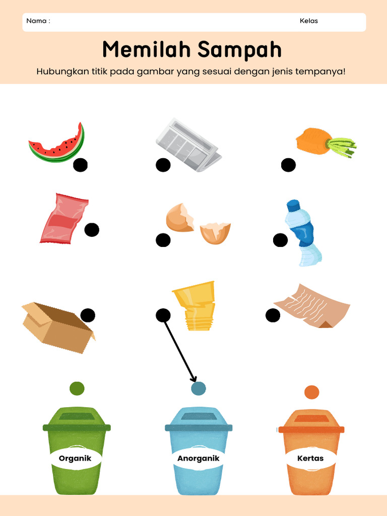 Memilah Sampah Lembar Kerja Merah Dan Hijau Dan Kuning Ilustratif | PDF