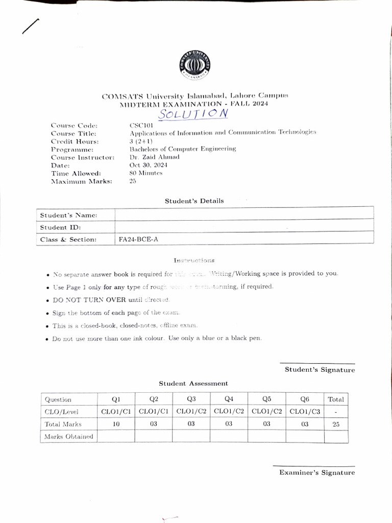 AICT Midterm Solution - Fall 2024 | PDF | Software | Computing