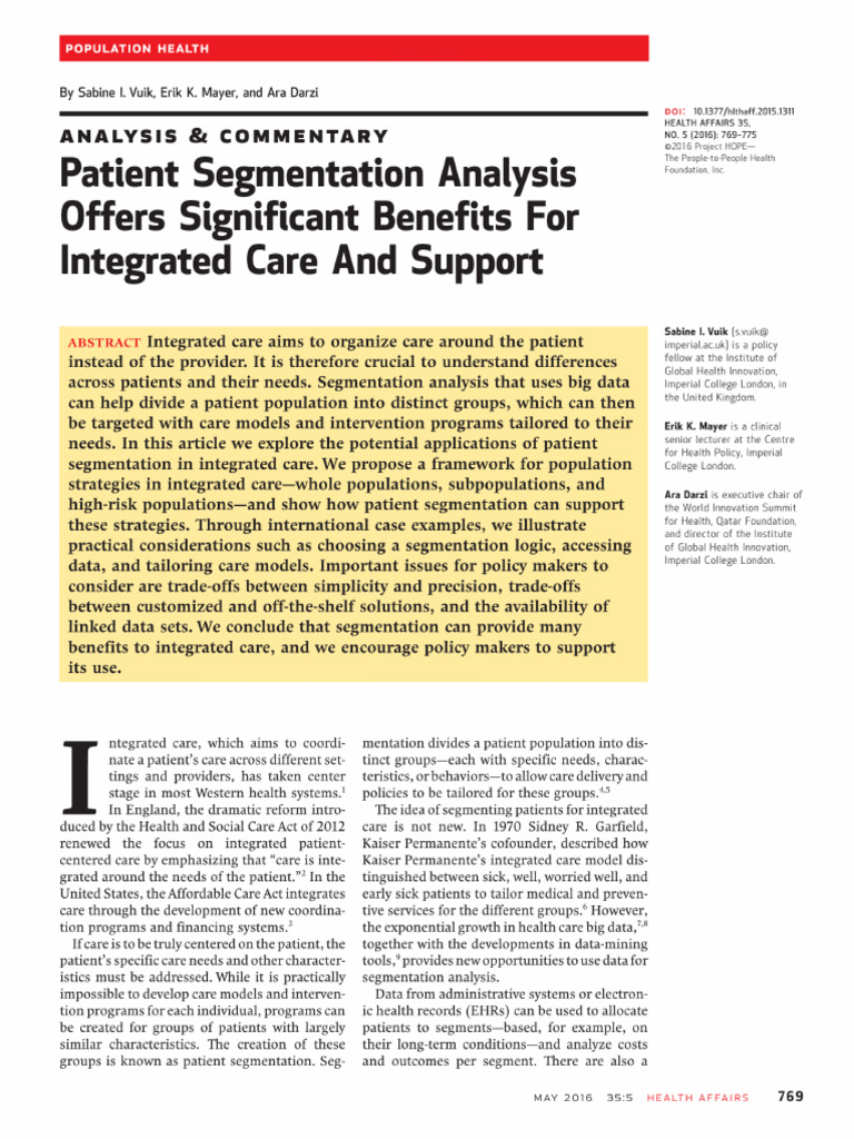 Patient Segmentation Analysis Offers Significant Benefits For ...