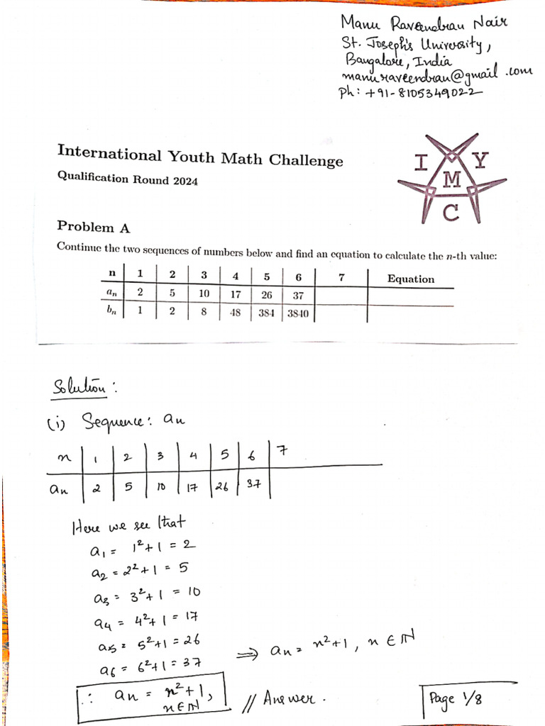 IYMC Qualifier 2024 — Manu Raveendran Nair | PDF