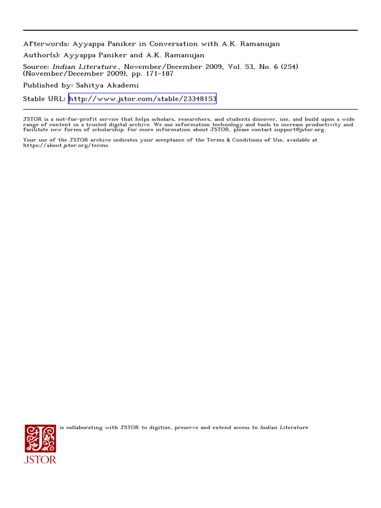 Afterwards Ayyappa Paniker with AKR | PDF | Poetry | Translations