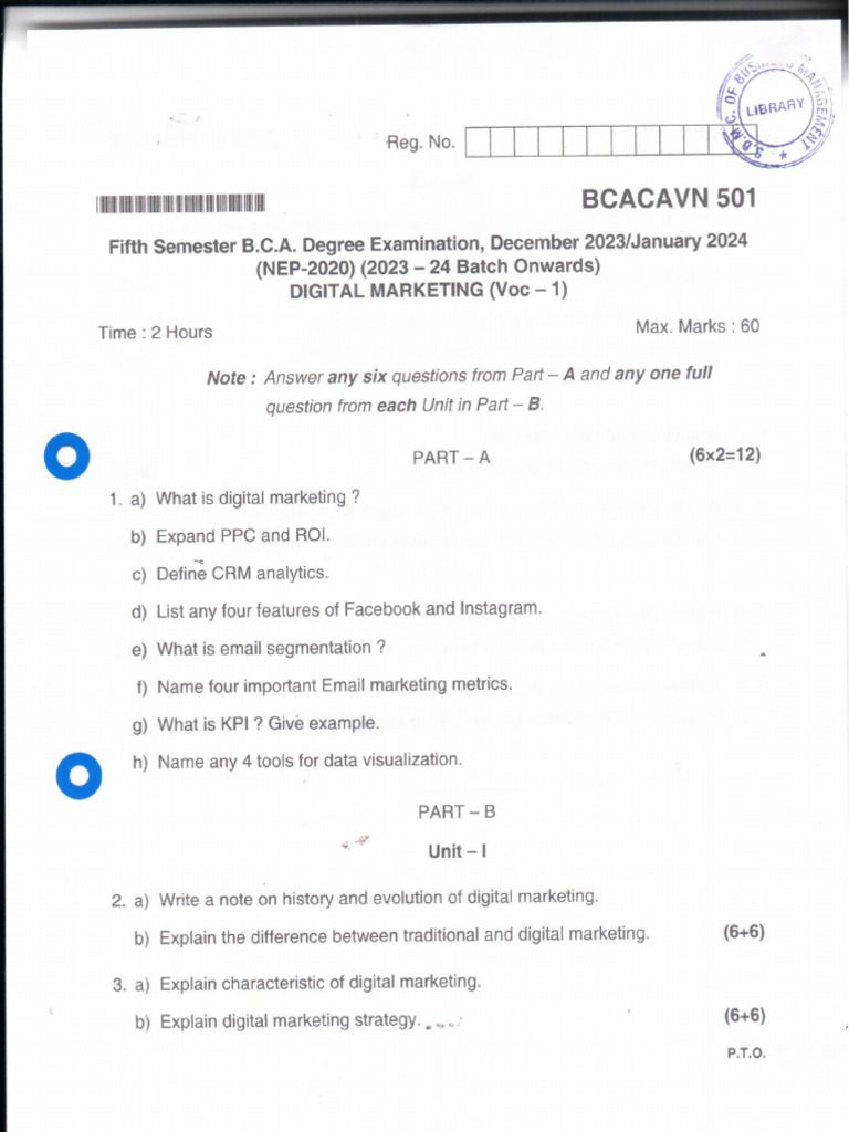 BCA V Semester Digital Marketing NEP Jan 2024 | PDF