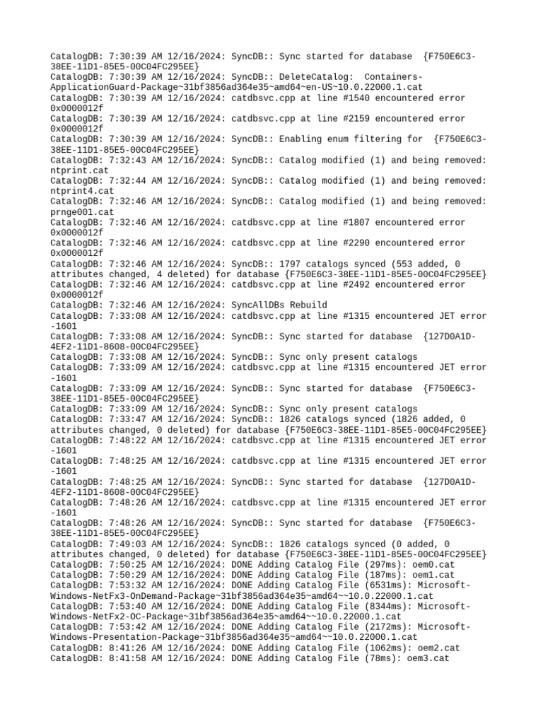 WaasMedic Service Sync Log Errors | PDF | Information Retrieval | Microsoft