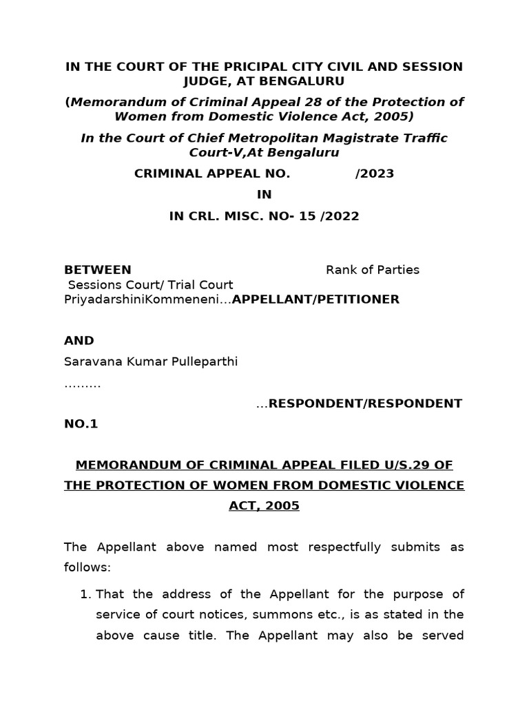 Criminal Appeal: Domestic Violence Case | PDF | Appeal | Affidavit