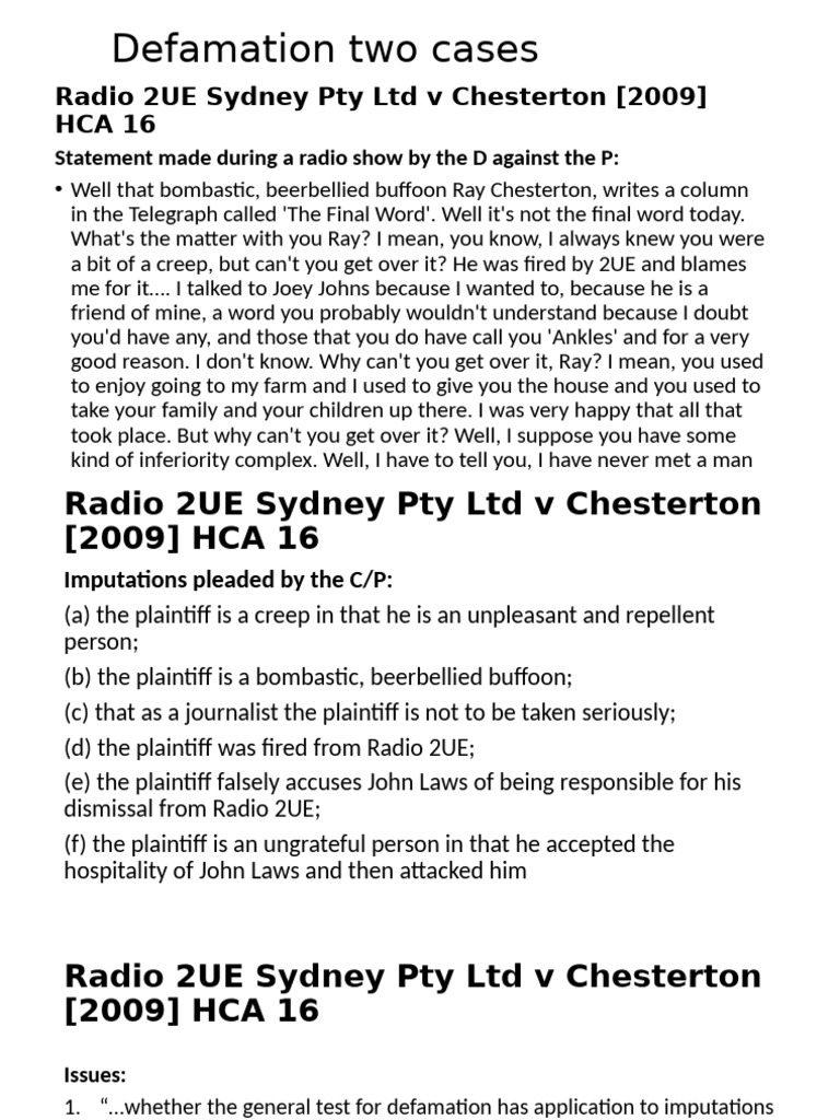 Defamation- 2 Cases | PDF | Defamation | Common Law