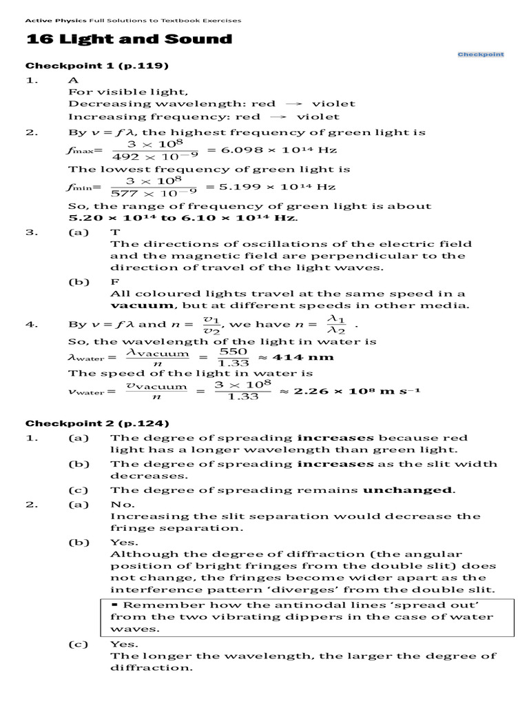 16 Exercise Solutions_e | PDF | Wavelength | Electromagnetic Radiation