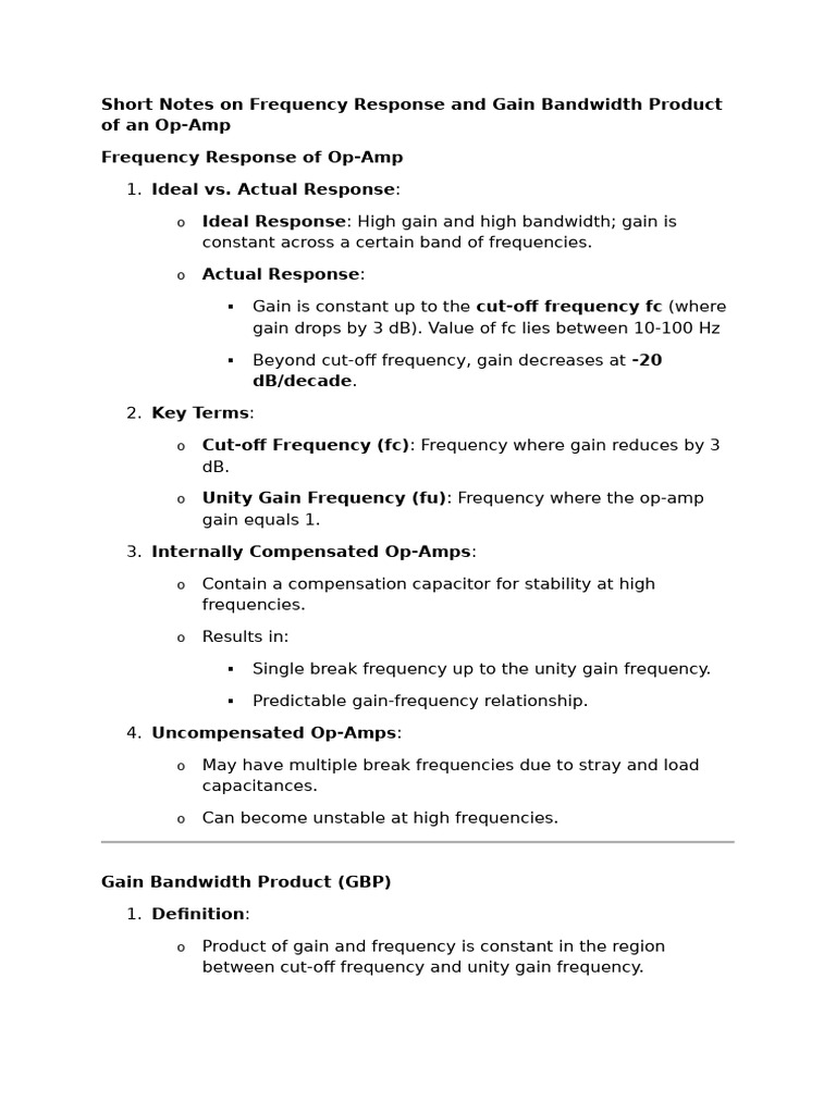lec 8 | PDF | Operational Amplifier | Bandwidth (Signal Processing)