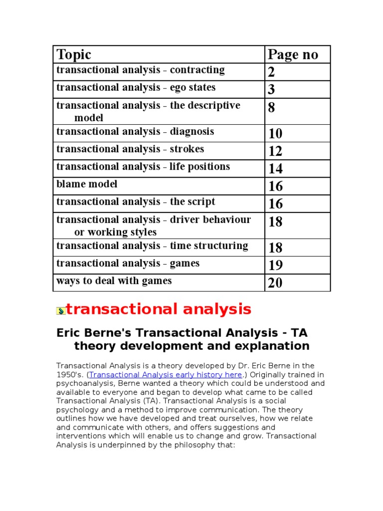 Transaction Analysis Pdf Id Emotions