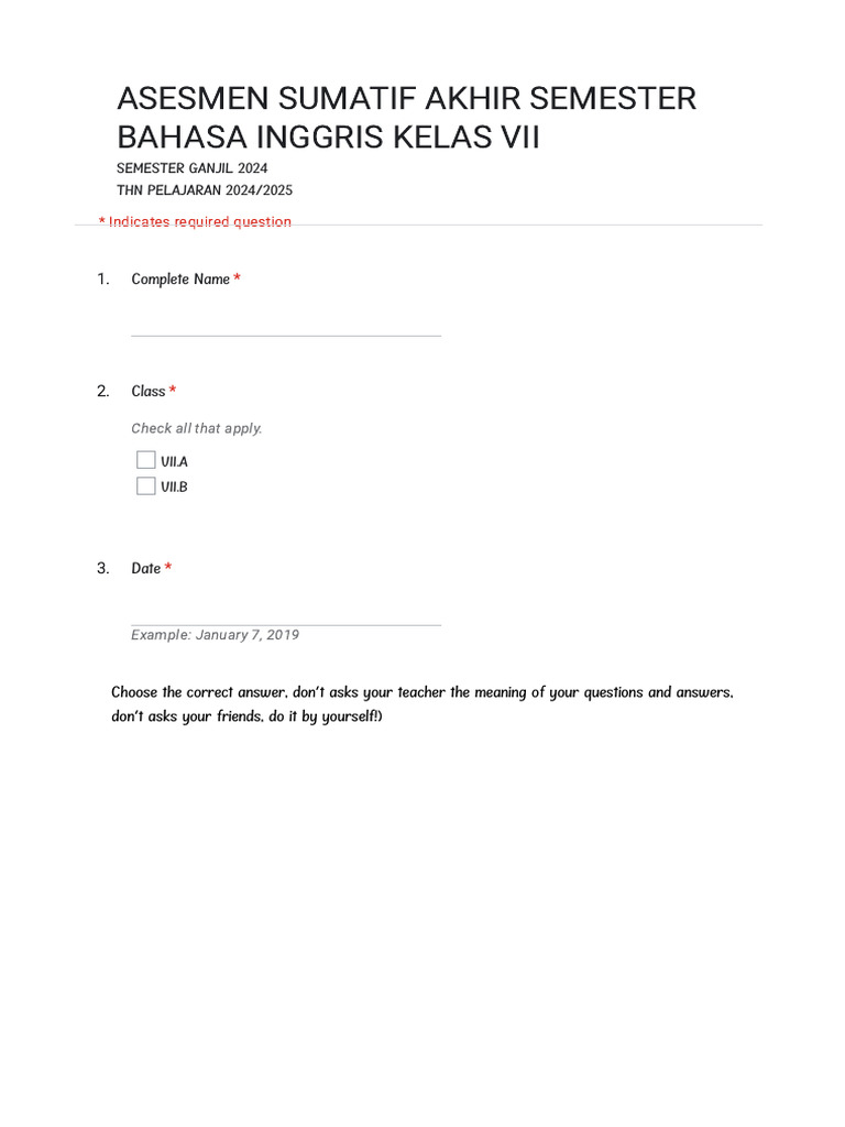 Asesmen Sumatif Akhir Semester Bahasa Inggris Kelas Vii (1) | PDF | Cuisine | Foods