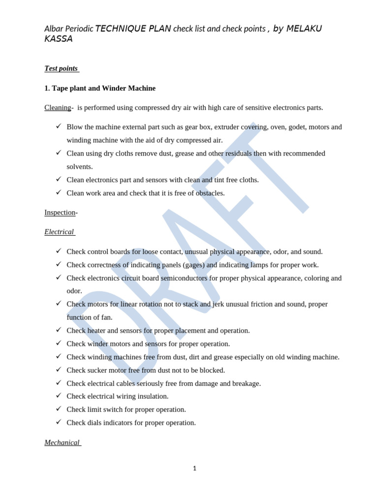Albar Periodic Maintenance Checklist | PDF | Bearing (Mechanical) | Valve