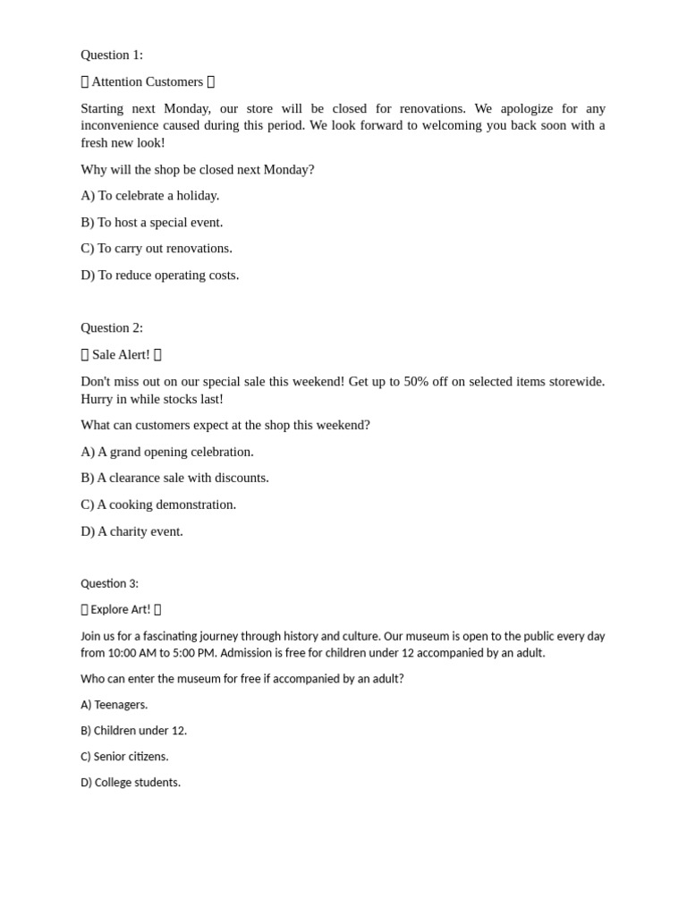 Notice questions | PDF