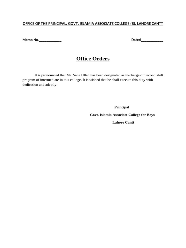 New In-Charge for Second Shift Program | PDF