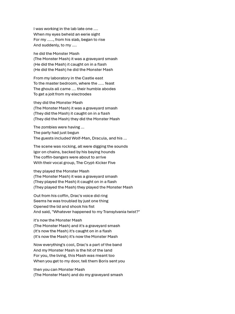 Monster Mash Fill in The Gaps | PDF