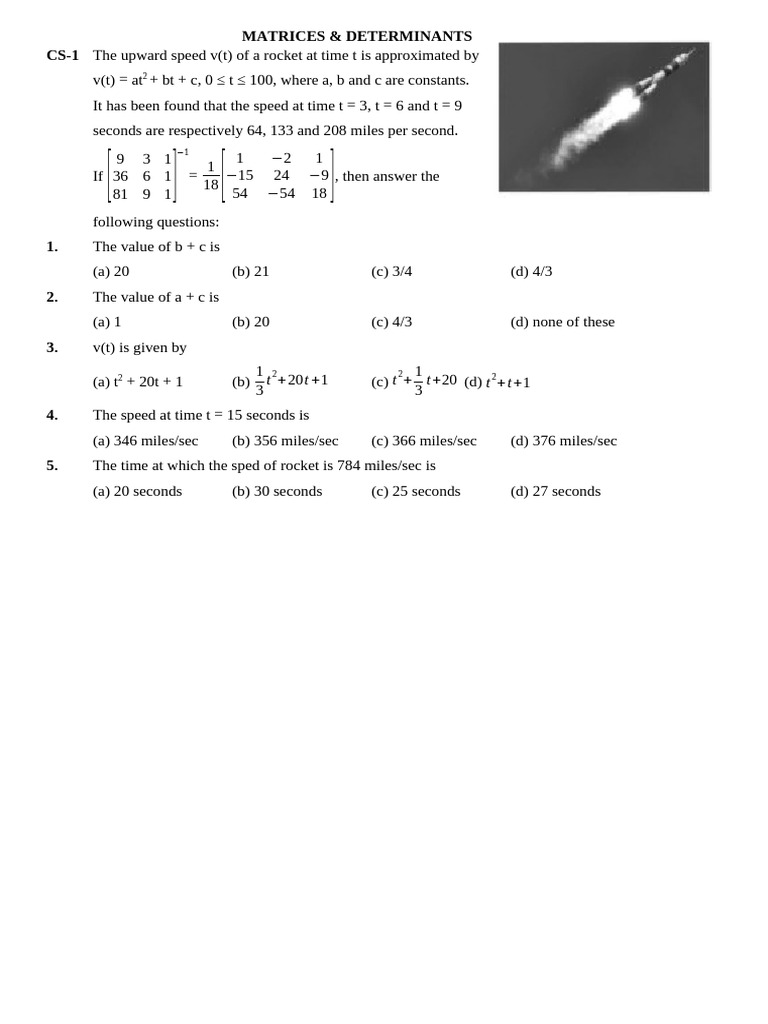 Matrices and Determinants Problems | PDF | Algebra | Applied Mathematics