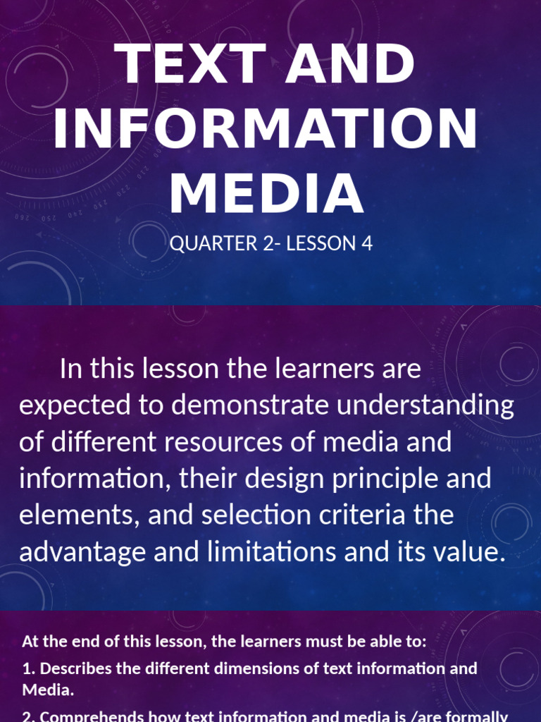 Quarter 2 - Lesson 4 Text and Information | PDF | Typefaces | Mass Media