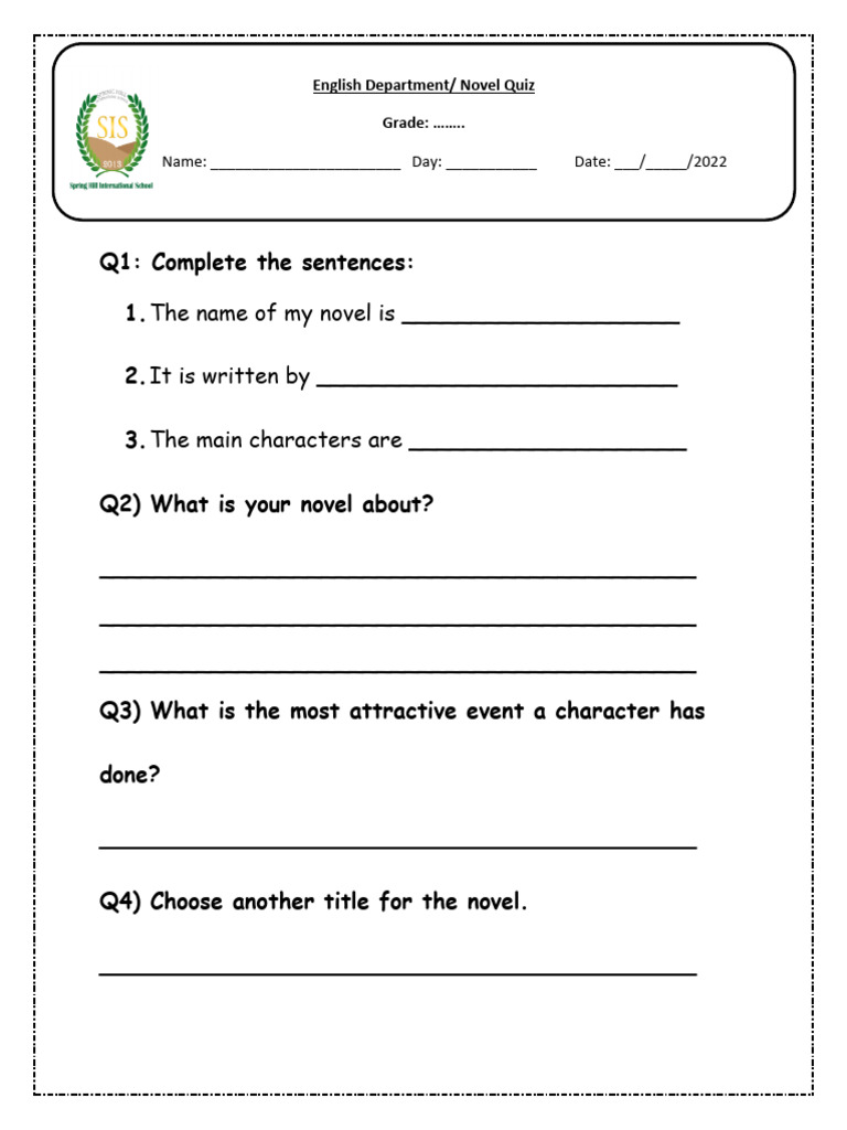 Novel Quiz | PDF