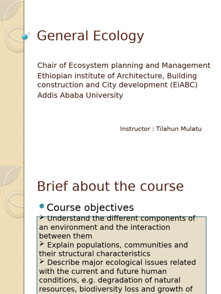 General Ecology Course Overview | PDF | Ecology | Natural Environment