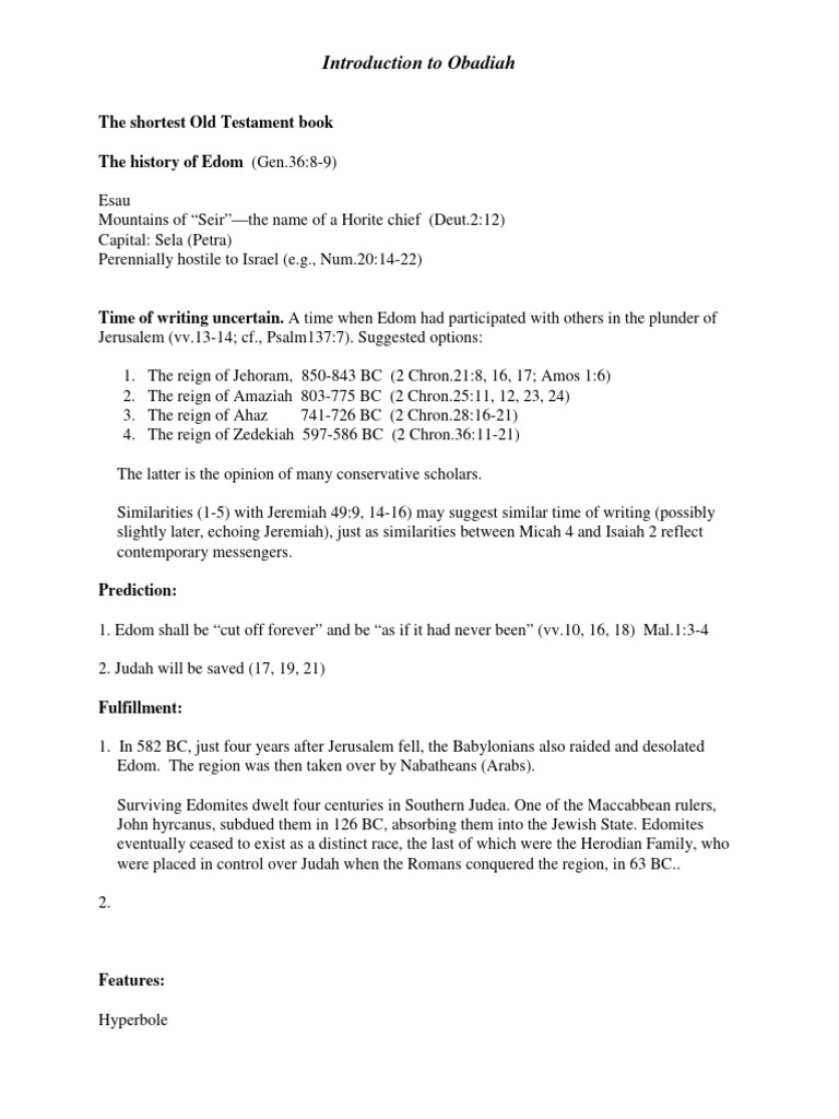 Overview of Obadiah: Edom's Fate | PDF