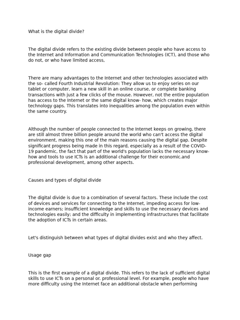 What Is The Digital Divide | PDF | Information And Communications Technology | Internet