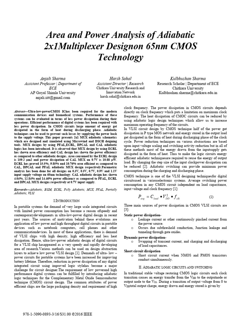 Ieee 2x1 Multiplexer Research Paper | PDF | Cmos | Logic Gate