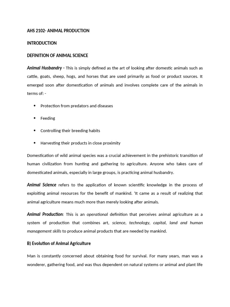 Ahs 2102-Animal Production | PDF | Livestock | Agriculture