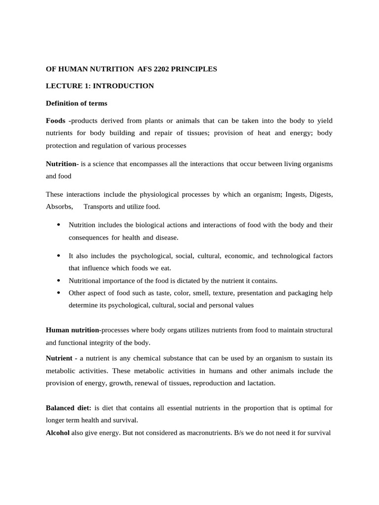 Nutrition Basics for Students | PDF | Digestion | Carbohydrates