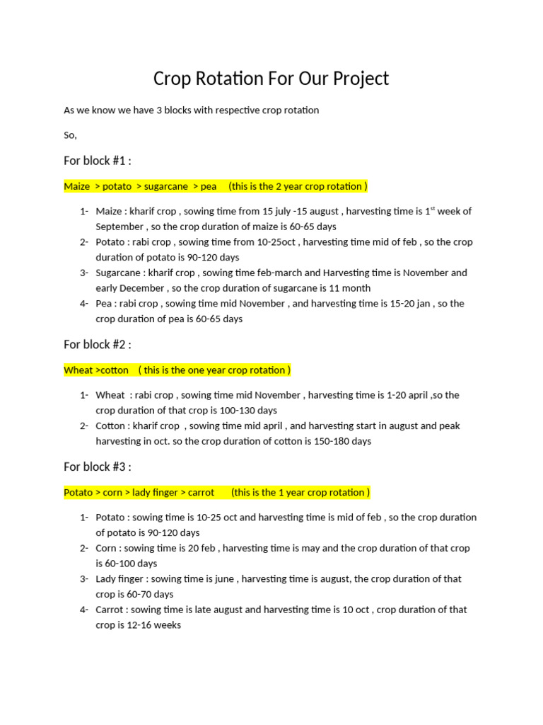 Crop Rotation Strategies for Three Blocks | PDF