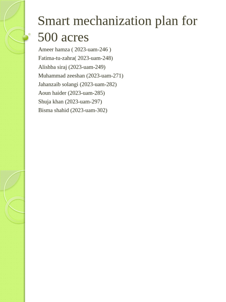 Smart Mechanization Plan For 500 Acres | PDF