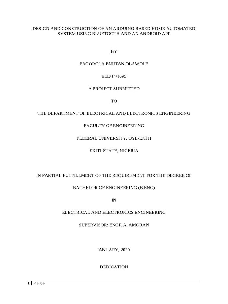 DESIGN AND CONSTRUCTION OF AN ARDUINO BASED HOME AUTOMATED SYSTEM USING ...