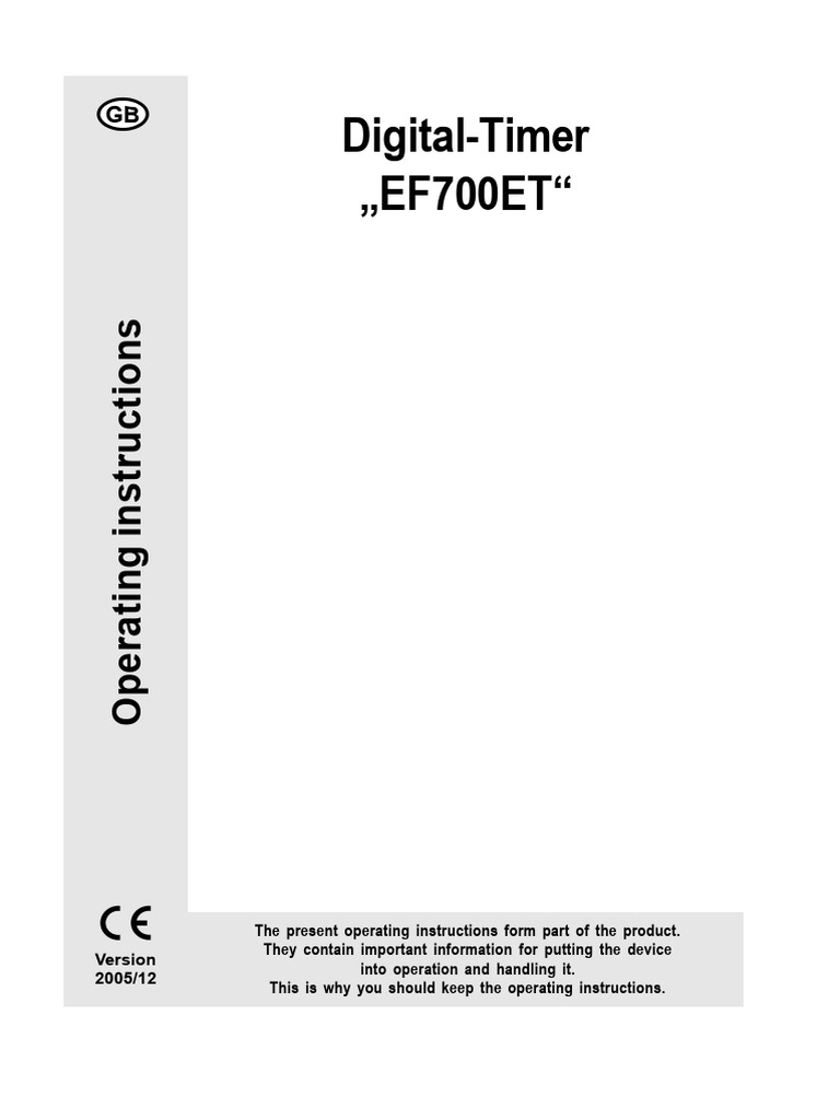 Digital Timer EF700ET Operating Guide | PDF | Fuse (Electrical ...