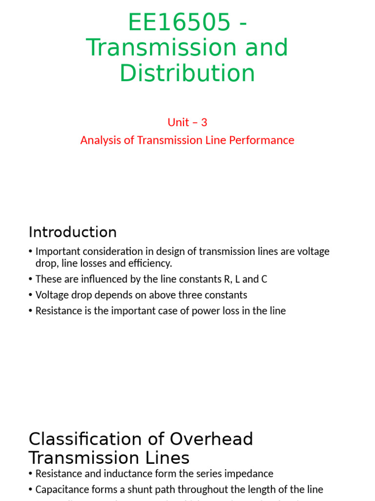 Unit 3 ANALYSIS OF TRANSMISSION LINE PERFORMANCE - Copy | PDF ...
