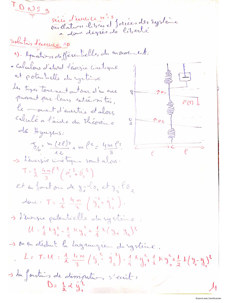 Solution EXO 10 (2ddl) | PDF