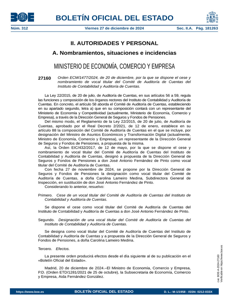 BOE-A-2024-27160 | PDF | Economias | Gobierno