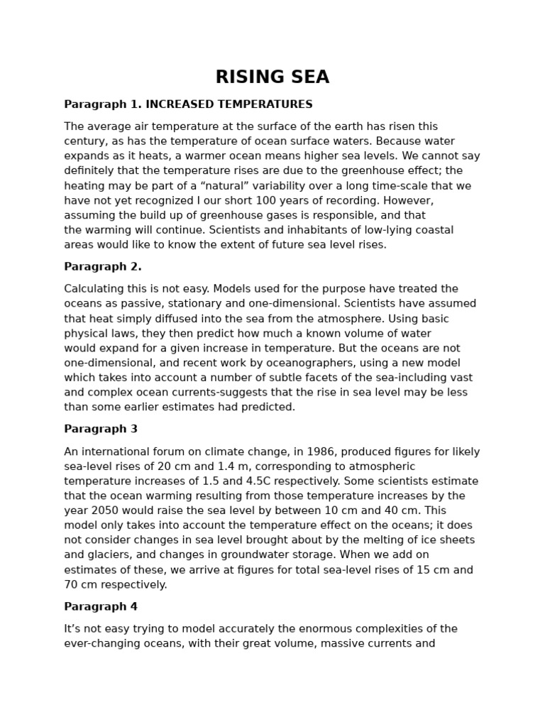 RISING SEA | PDF | Oceans | Atmosphere Of Earth
