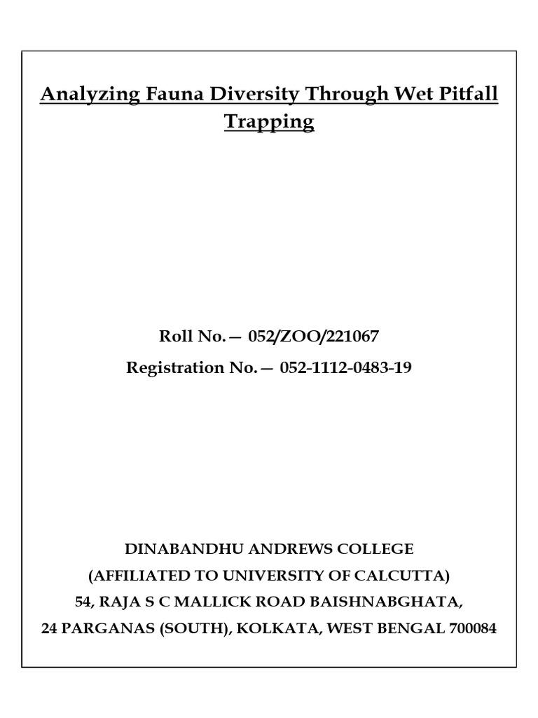 Fauna Diversity via Wet Pitfall Trapping | PDF | Biodiversity ...