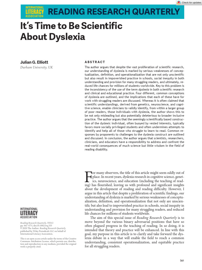 It's Time To Be Scientific About Dyslexia | PDF | Dyslexia | Learning ...
