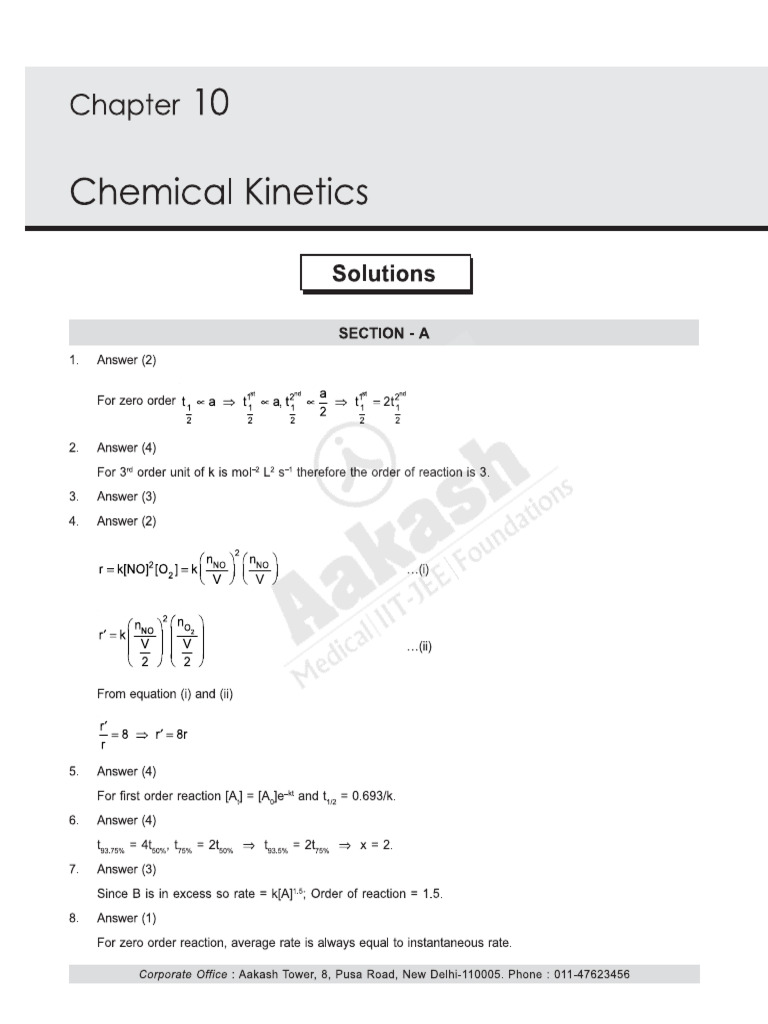 Chemical Kinetic Chapter-10 | PDF