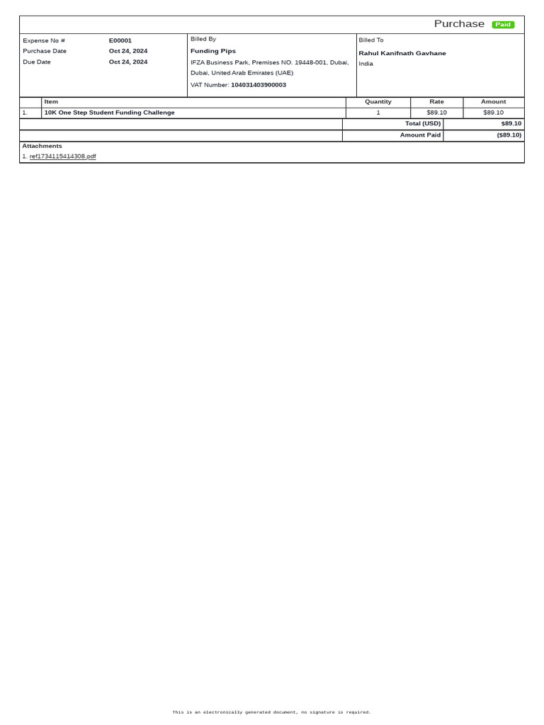 Invoice for Rahul Gavhane | PDF