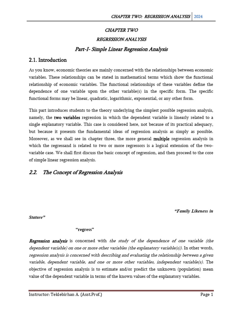 CH-2-Part-I-Simple Linear Regression Analysis | PDF | Linear Regression | Regression Analysis