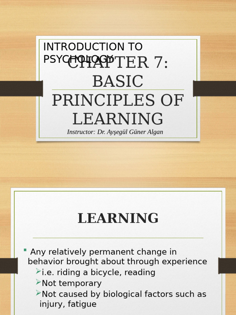 PSY101 - Chapter 7 - Basic Principles of Learning | PDF | Classical Conditioning | Reinforcement