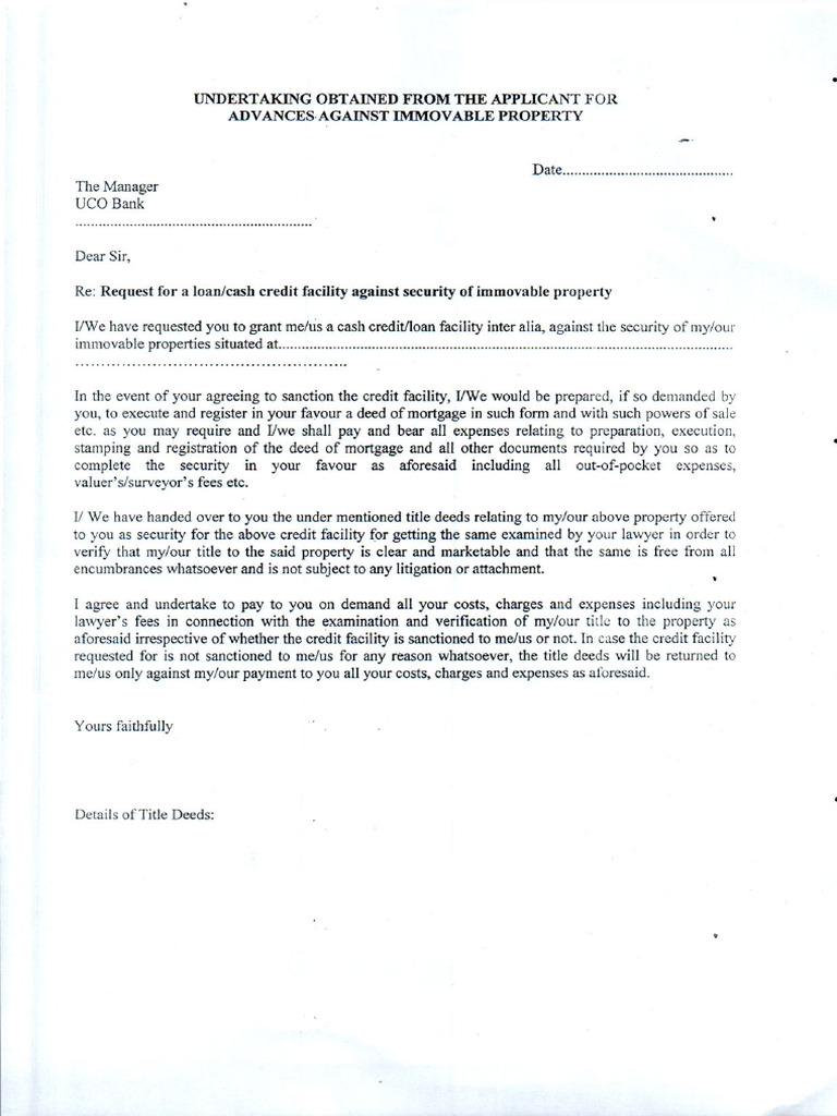 Undertaking For HOME Loan | PDF