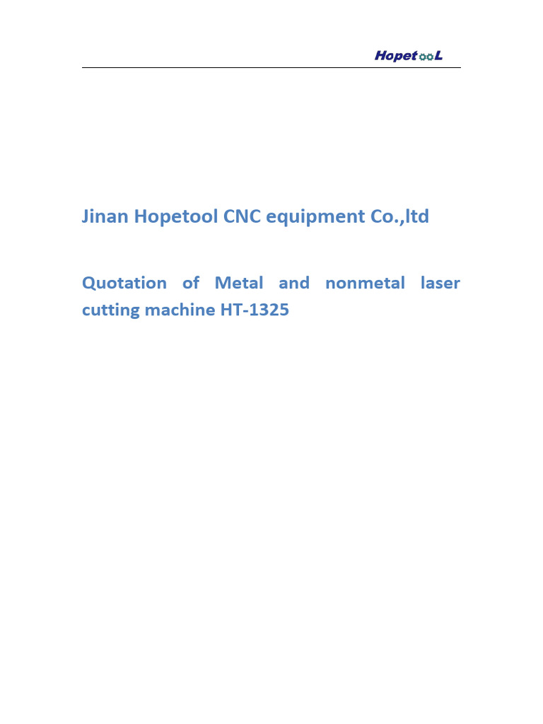 Quotation For Metal and Nonmetal Laser Cutting Machine HT-1325 | PDF