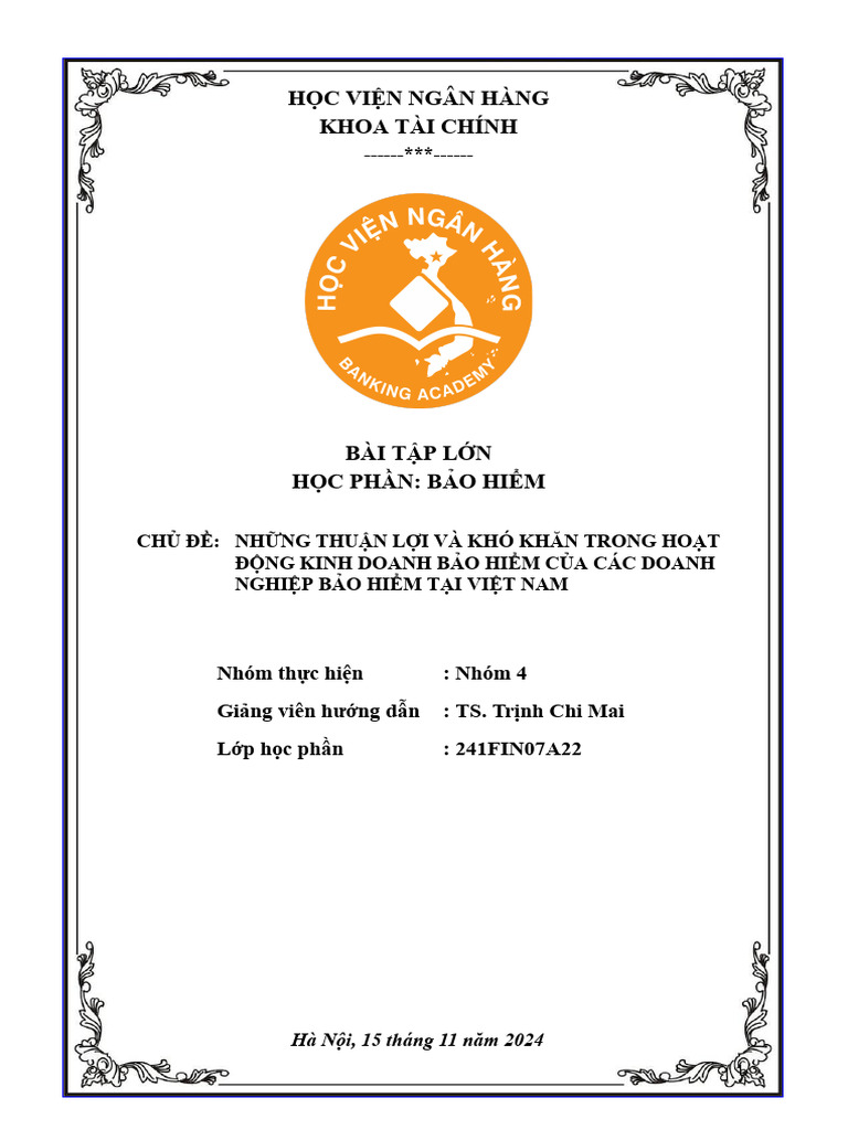 Bảo hiểm Nhóm 4 Final | PDF