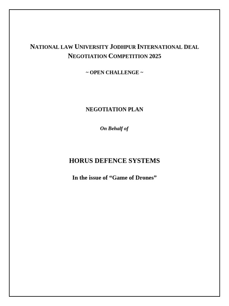 Negotiation Plan - HDS - TC 3 | PDF | Negotiation