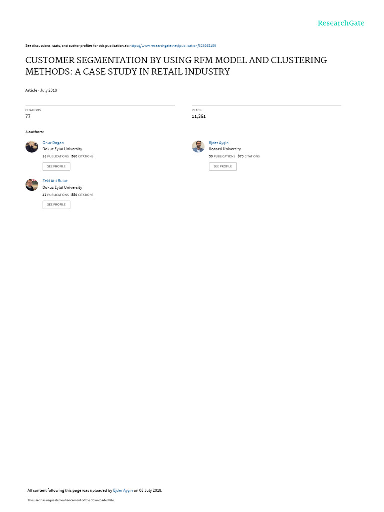 RFM Clustering in Retail Segmentation | PDF | Market Segmentation | Cluster Analysis
