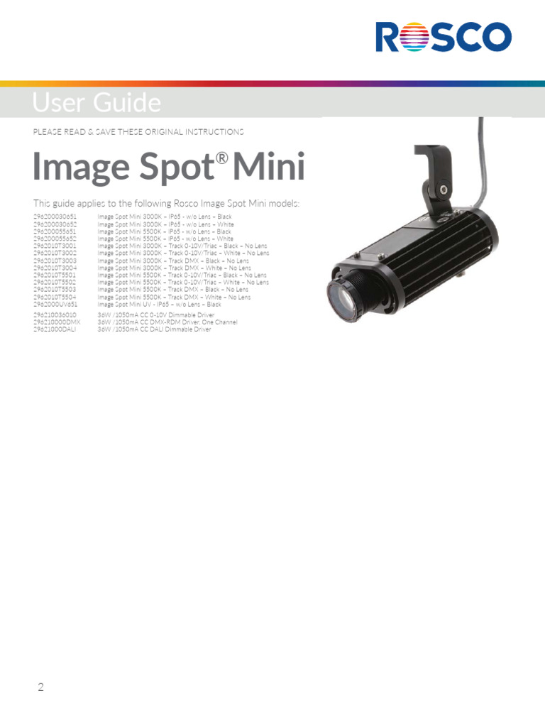 Rosco ImageSpotMini UserGuide v7 | PDF | Optics | Eye